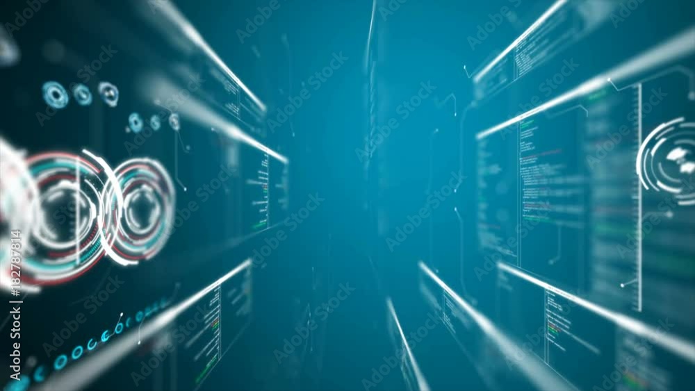 Vidéo Stock 4K Flight pass UI User Interface with HUD pi bar text box ...