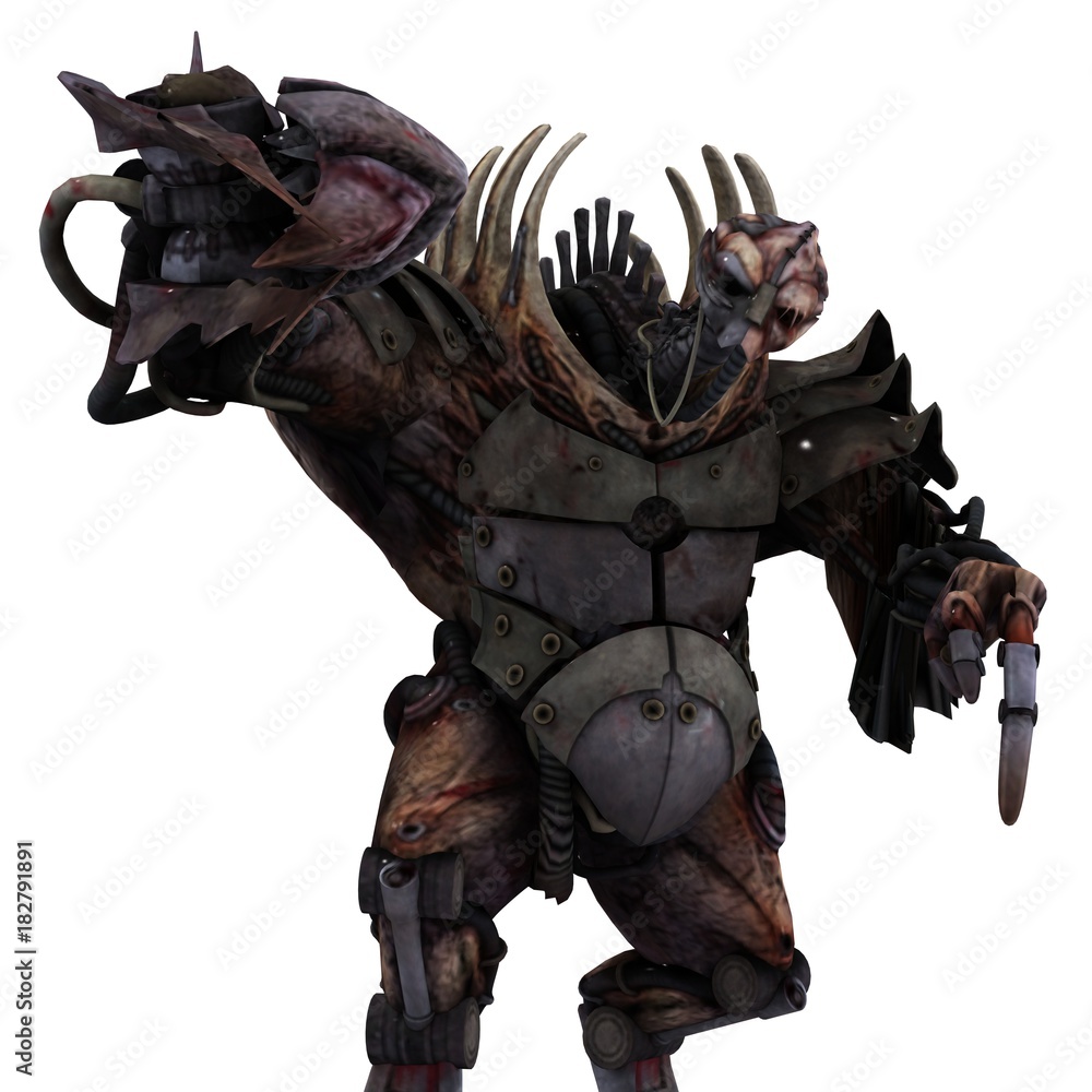 Cyborg monster concept 3d illustration Stock Illustration | Adobe Stock