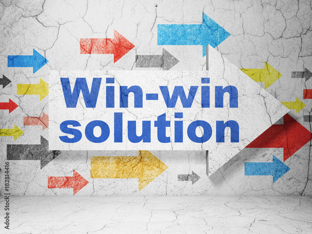 Business concept: arrow with Win-win Solution on grunge textured ...