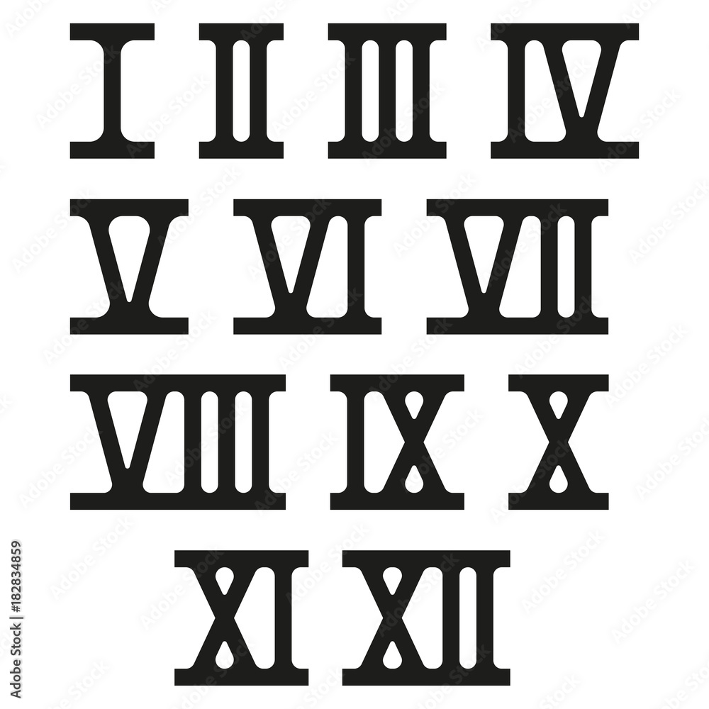 Roman numerals. Black numbers on white background Stock Vector | Adobe ...
