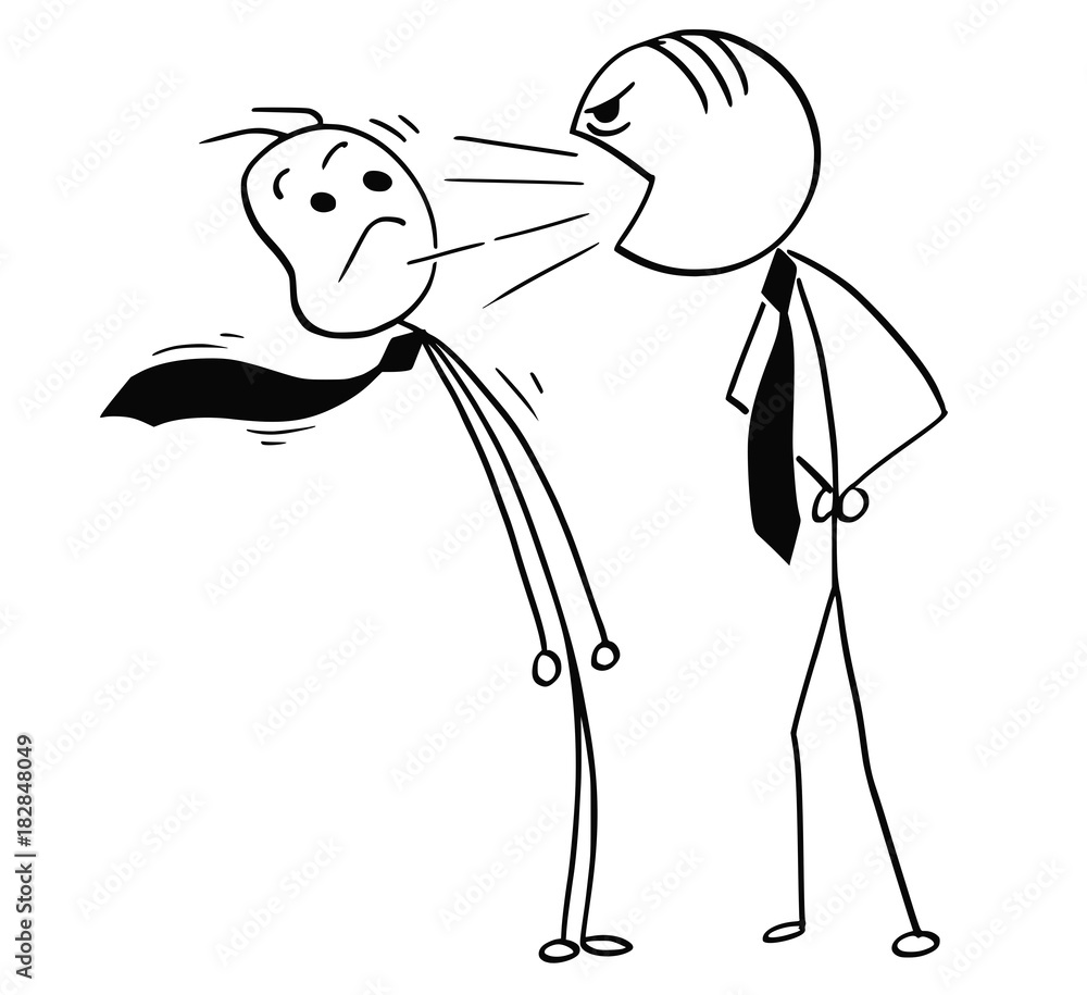 Vector Cartoon of Boss Yelling at Office Worker Stock Vector | Adobe Stock