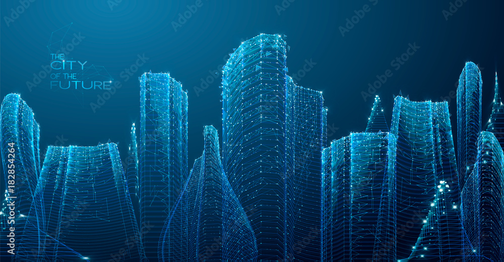 3d polygonal City, future, futuristic concept, metropolis for Vr ...