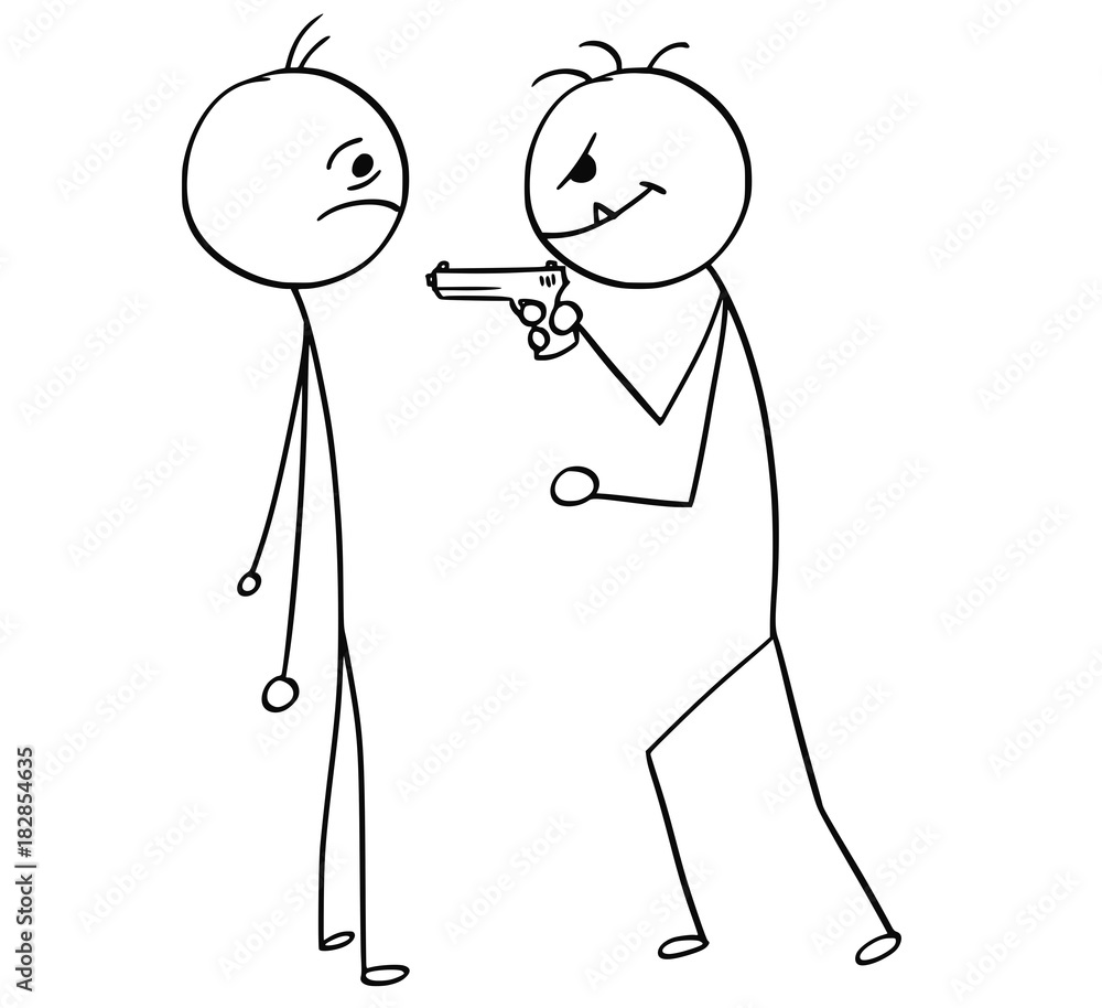 Vector Cartoon of Man Attacked Mugged by Criminal with Gun Stock Vector ...