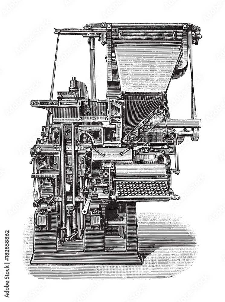 Old linotype machine / vintage illustration Stock-Vektorgrafik | Adobe ... Old linotype machine / vintage illustration Stock-Vektorgrafik | Adobe ...