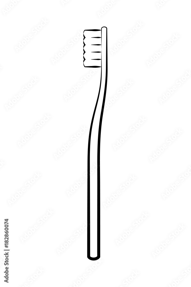 Simple Toothbrush. Line Art Vector Illustration Of A Simple Basic Shape ...