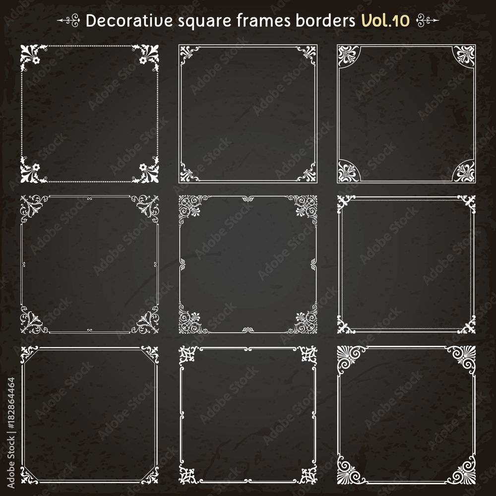 Decorative square frames and borders set 10 vector Stock Vector | Adobe ...