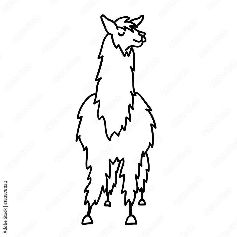 Vector illustration of cute character south America lama with ...