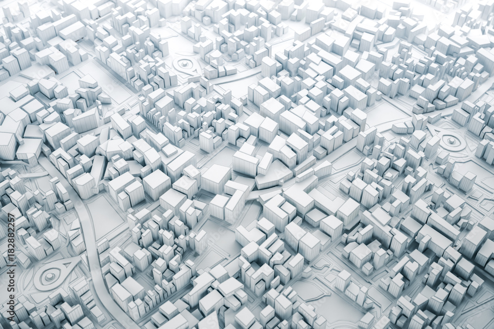 White and line 3D Map of City, travel and tourism planning concept. 3D ...
