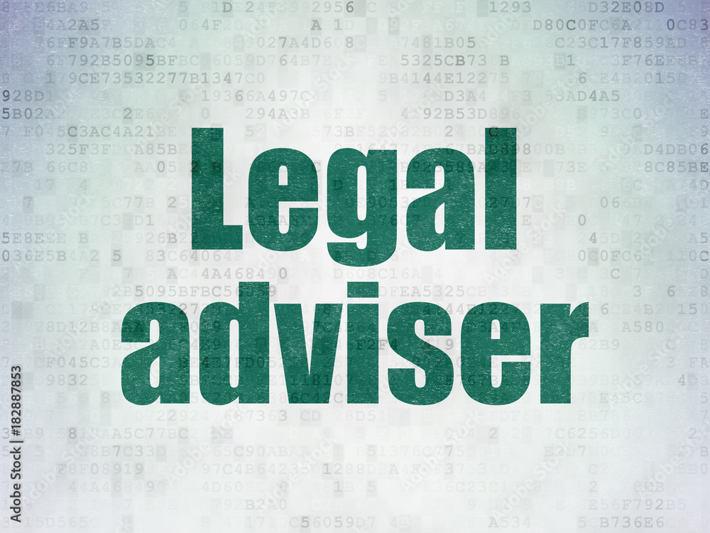Law concept: Painted green word Legal Adviser on Digital Data Paper ...