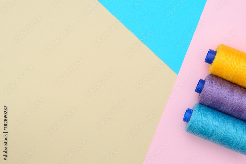 tool kit for cutting, sewing on paper background with a blank space ...