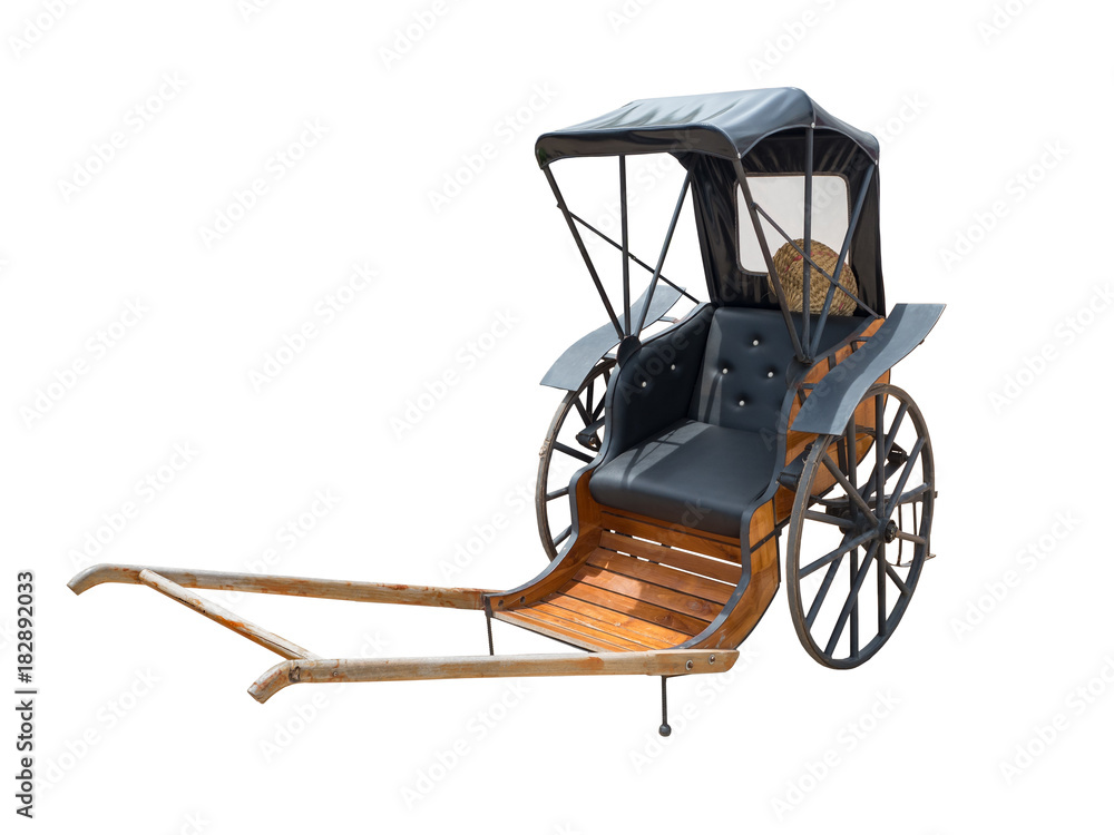 hand pulled rickshaw on white background with clipping path Stock Photo ...
