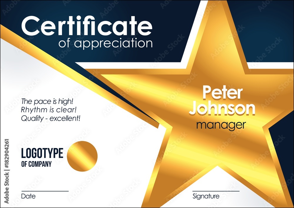 Gold Star Certificate Template
