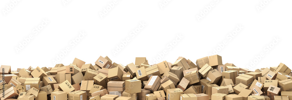 Logistic concept. Big pile of cardboard boxes. 3d illustration Stock ...