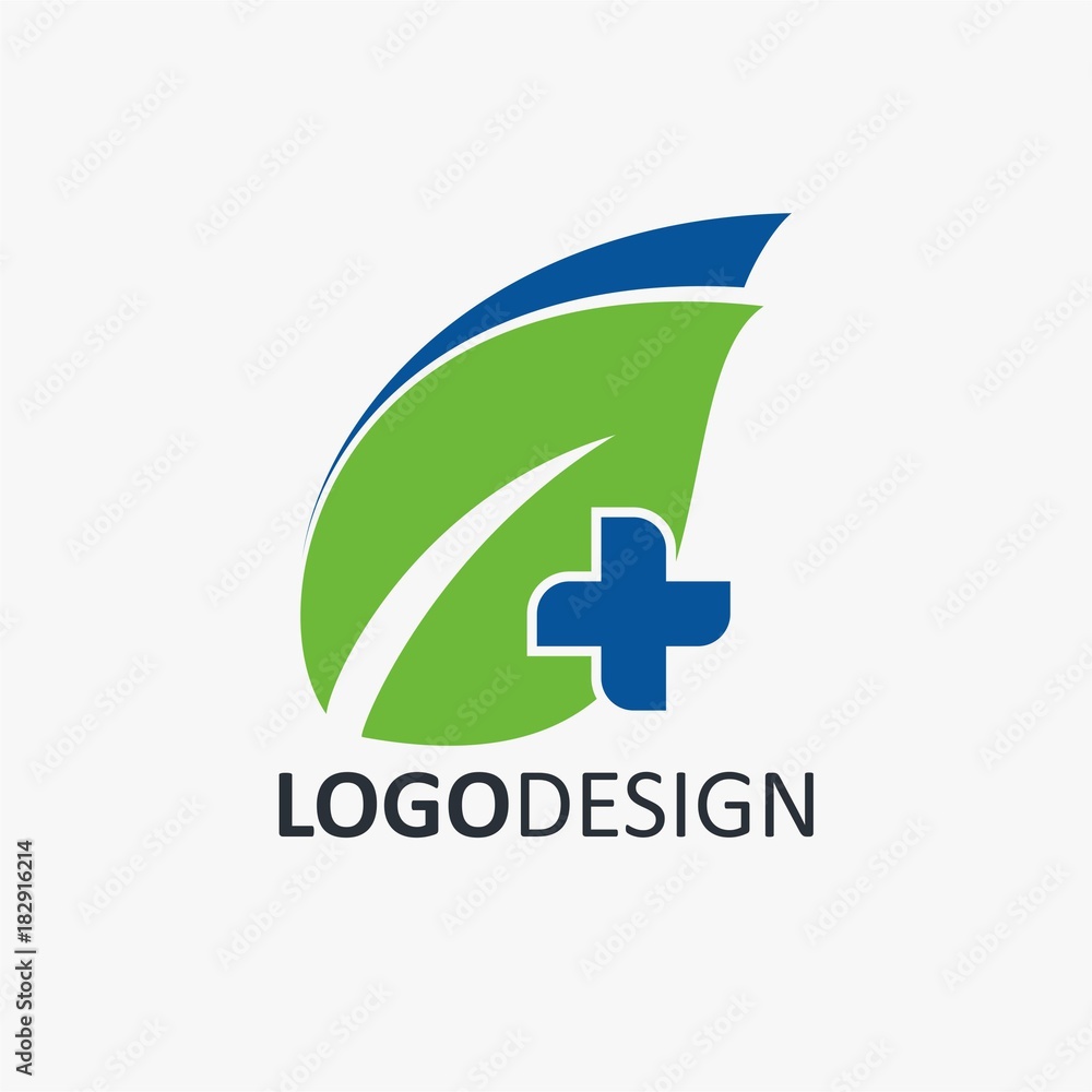 medical leaf green logo icon Stock Illustration | Adobe Stock