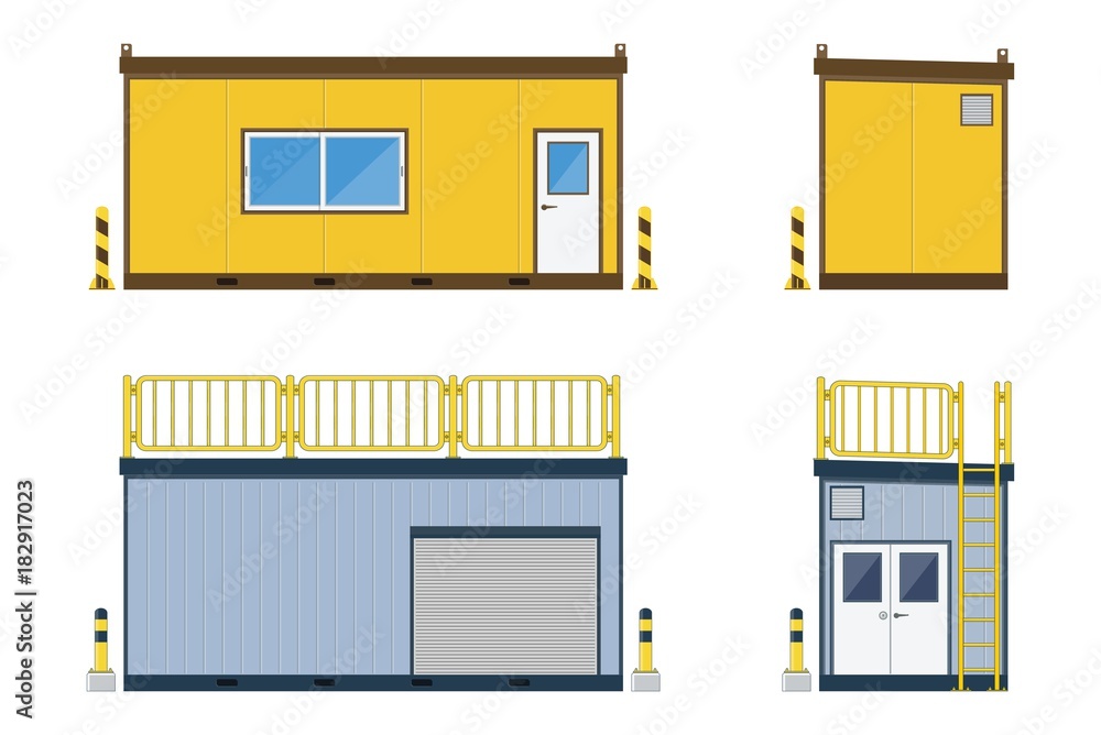 Container office construction site with container storage isolated on ...