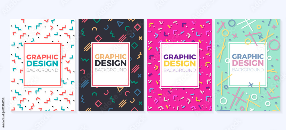 Set of graphic design trendy and geometric backgrounds in different ...
