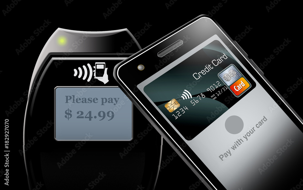 This is a generic tap to pay illustration. Pictured is a card reader ...