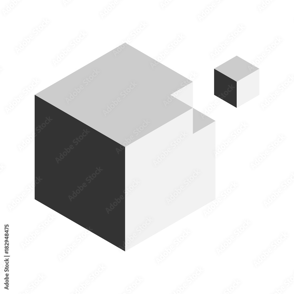 Solution design element concept. Block of 3D cubes with last piece ...