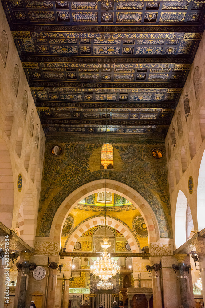 BAITULMUQADDIS, PALESTINE - 13TH NOV 2017; Internal view of Al-Aqsa ...