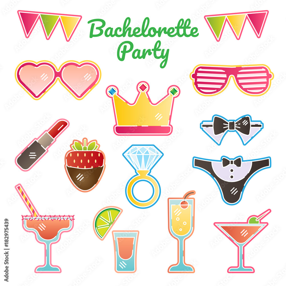 Hen / bachelorette party vector illustration kit Stock Vector | Adobe Stock