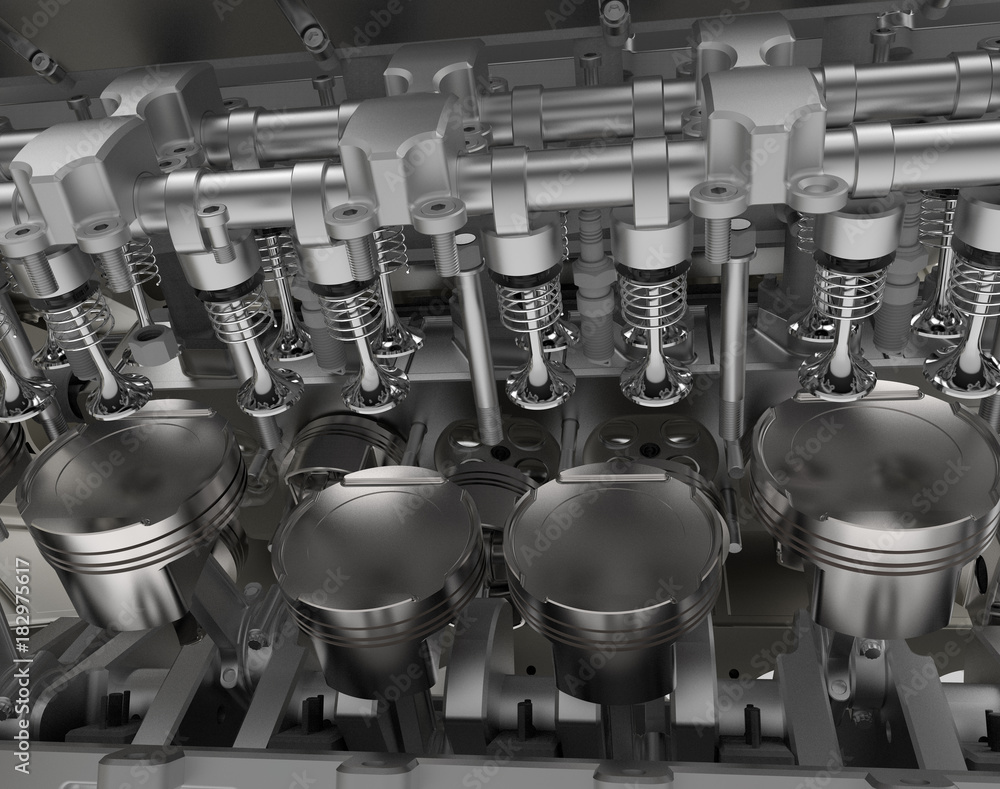 V8 Car engine. Concept of modern car engine. High resolution 3d render ...