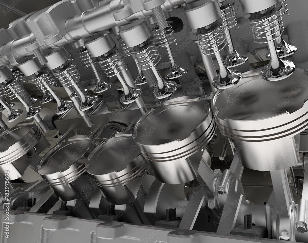 V8 Car engine. Concept of modern car engine. High resolution 3d render ...