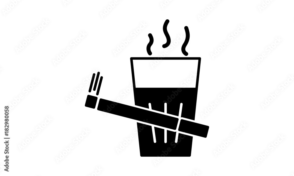 Tea and Cigarette Combo Icon Illustration. Chai Sutta Concept. Stock ...