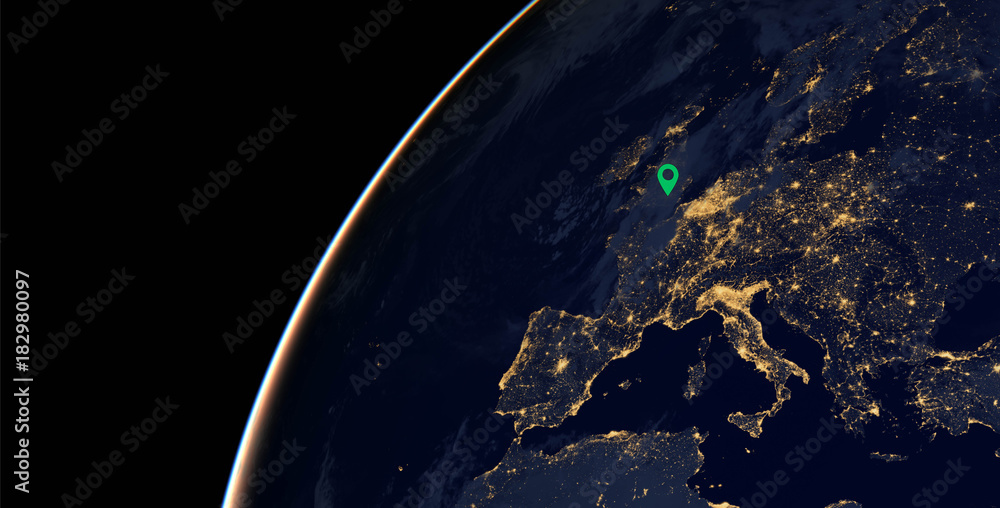 Europe City lights on world map. Europe. Elements of this image are ...