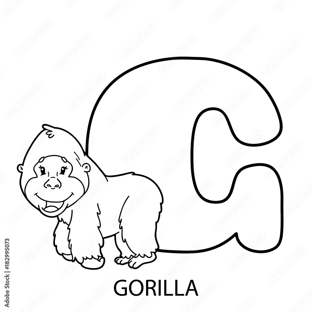 animal alphabet coloring page. Vector illustration of educational ...