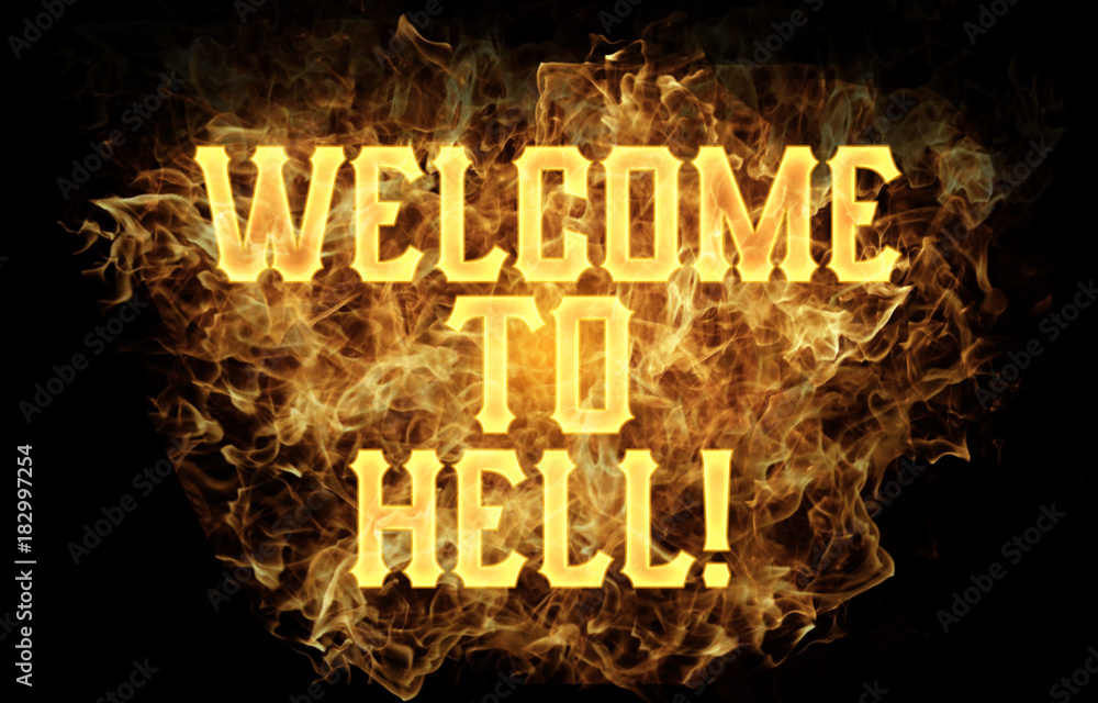 welcome to hell word text logo fire flames design Stock Illustration ...