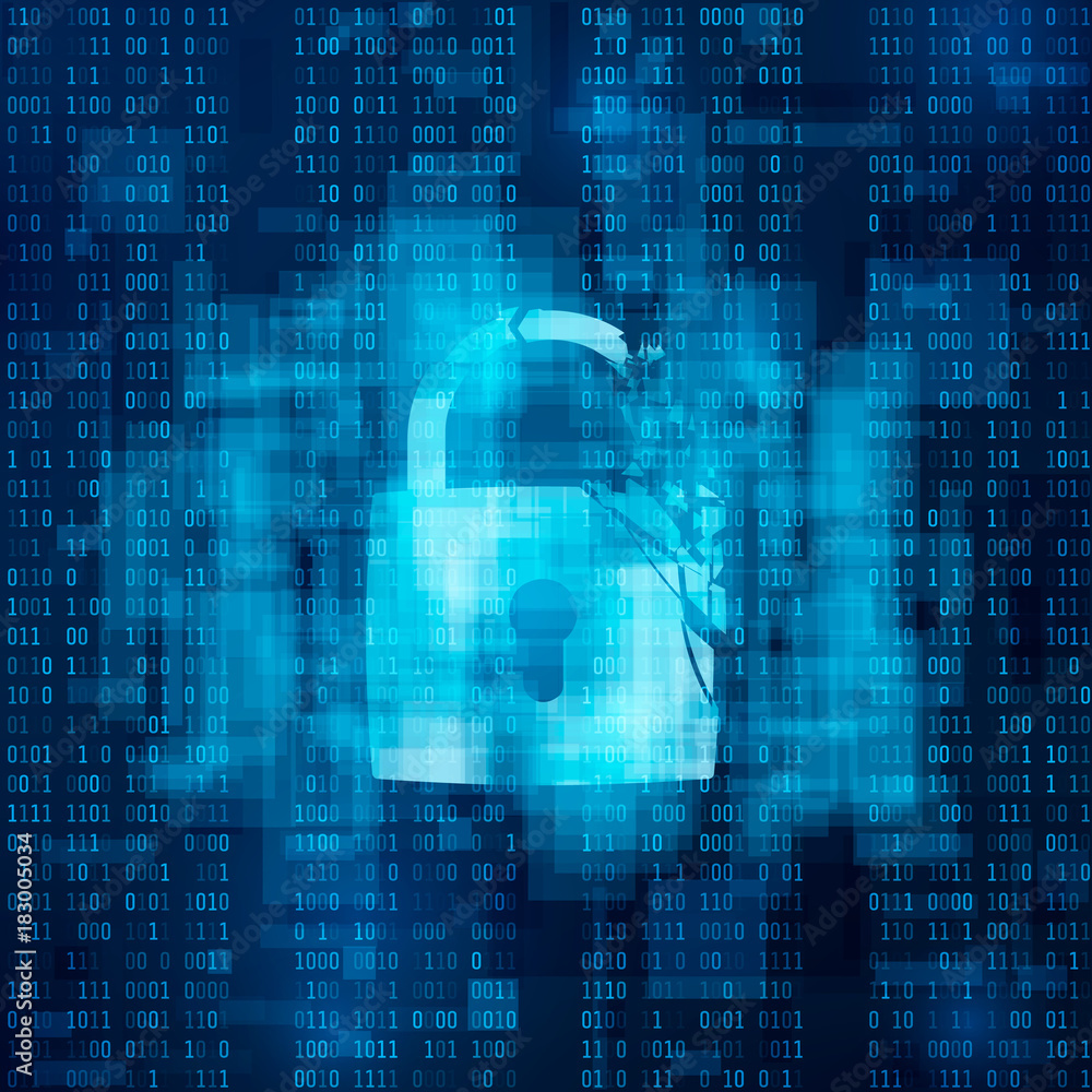 Hacked firewall concept. Broken security system, Cybercrime. .broken ...