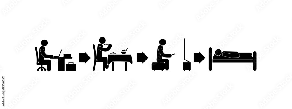 stick figure vector life cycle common person day Stock Vector | Adobe Stock