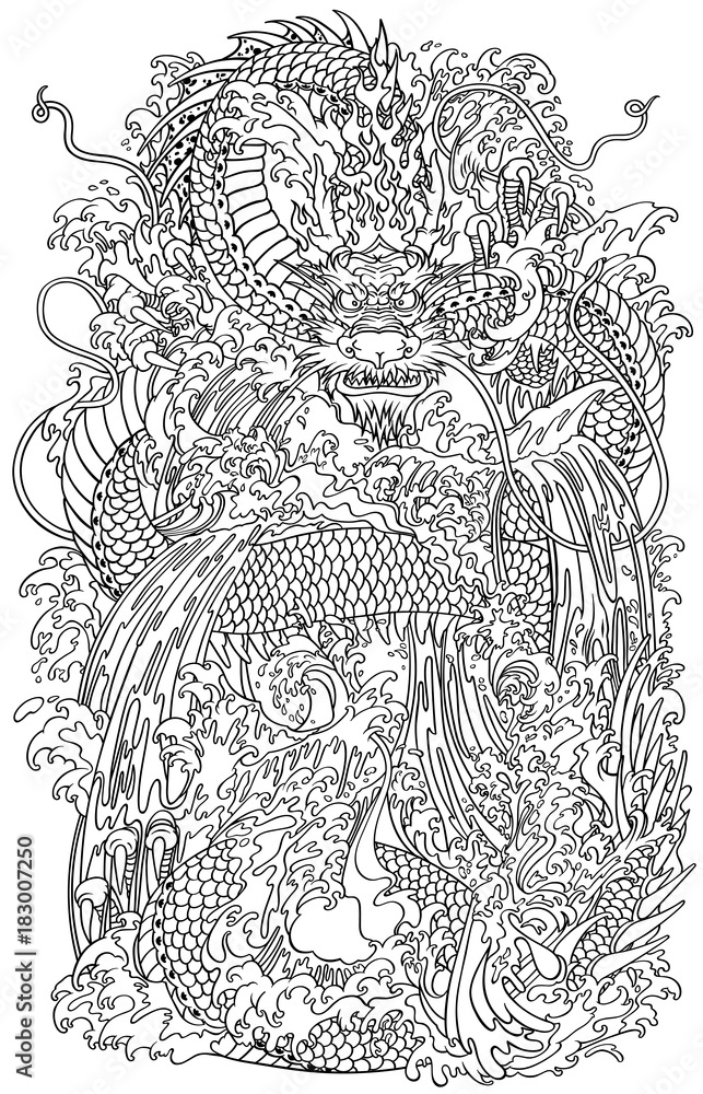 Japanese water dragon a traditional mythological deity creature in the ...