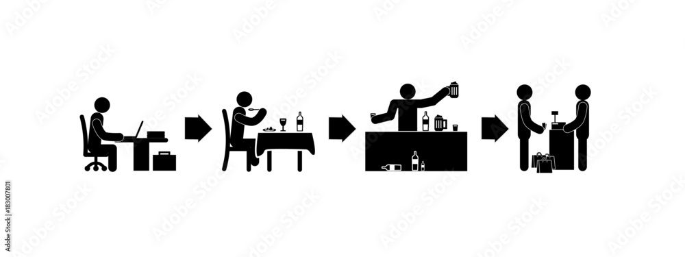 stick figure vector life cycle expenditure of a person Stock Vector ...