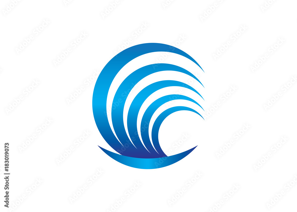 dynamic blue ocean wave stream line logo Stock Vector | Adobe Stock