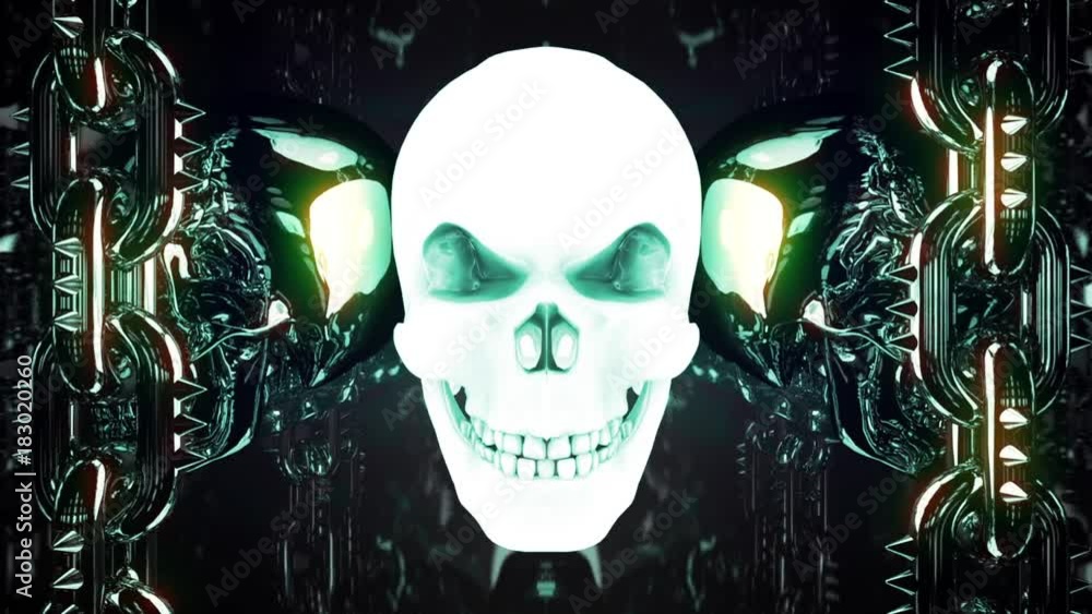 Gloving Metal Skull Loop - cool motion graphics which represent ...