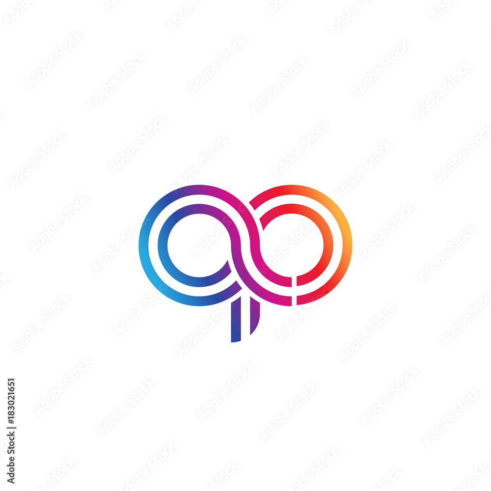 Initial lowercase letter ap, linked outline rounded logo, colorful ...