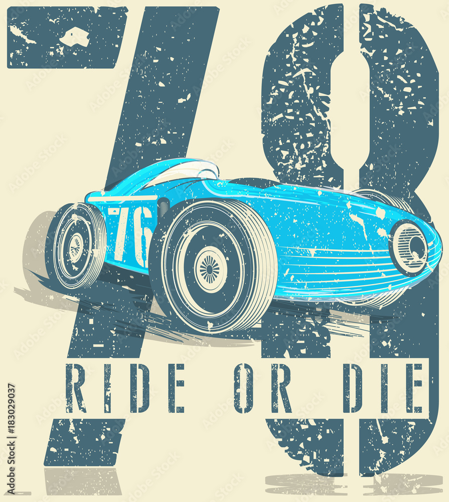 Sports car race. Car for printing.vector old school race poster. Stock ...