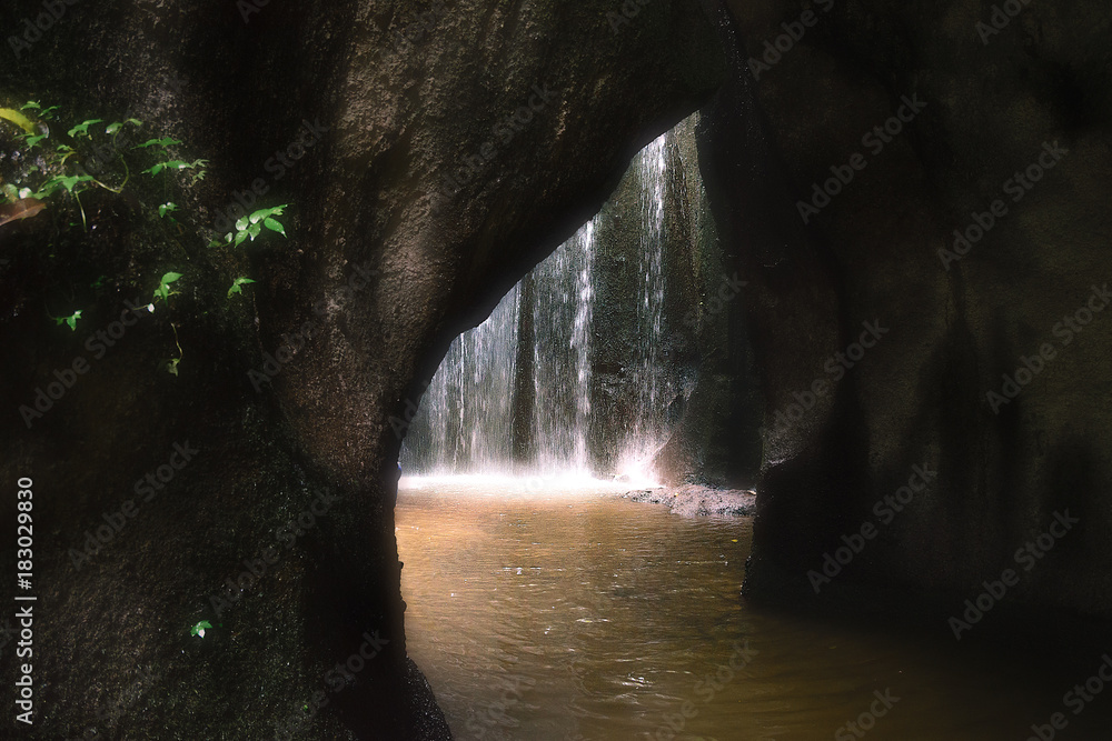 caves in indonesia with waterfall Stock Photo | Adobe Stock