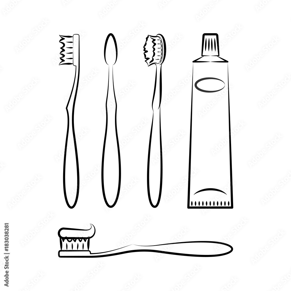Toothbrush And Toothpaste Drawing