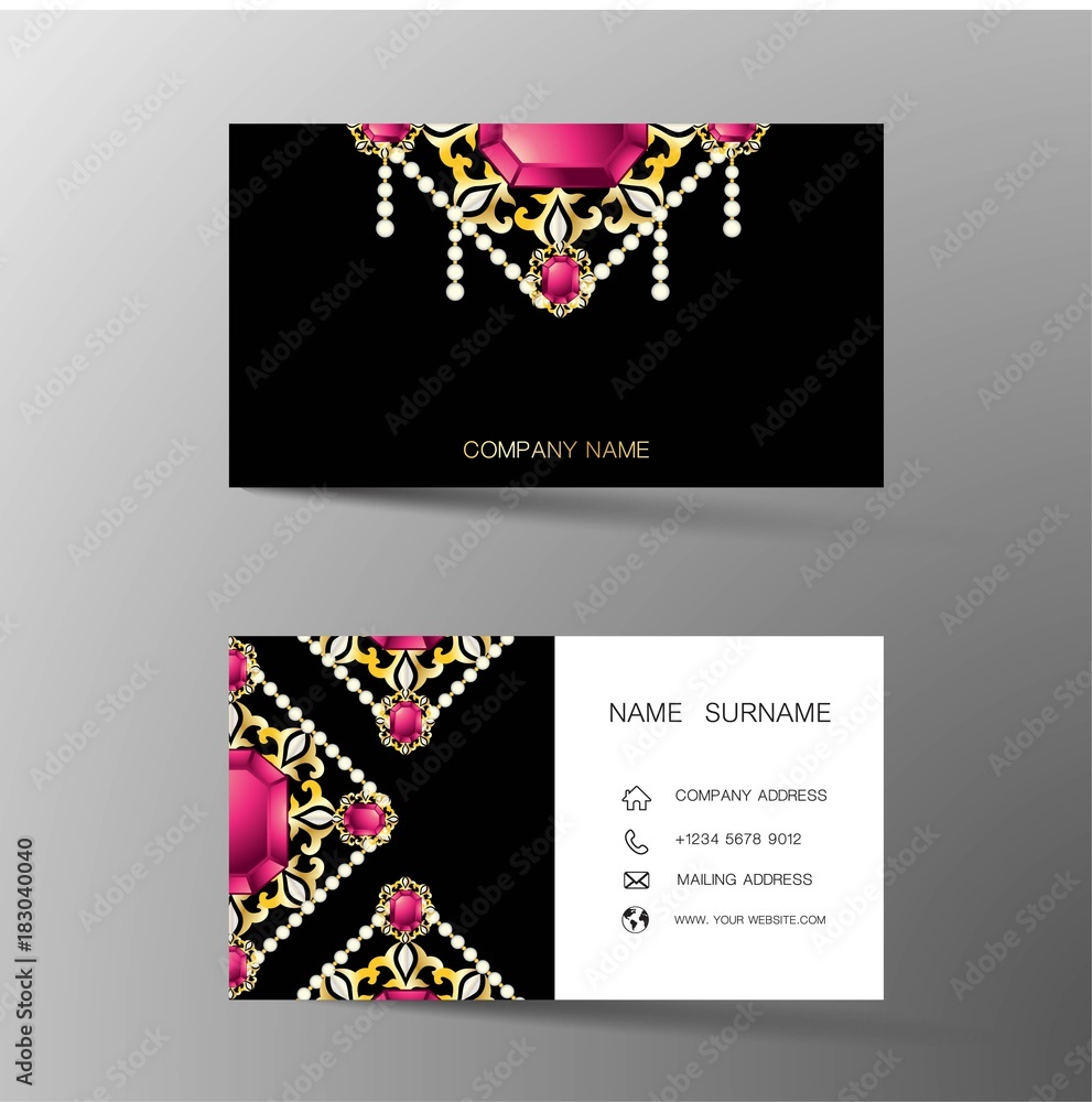 Luxurious Indian business card design, diamond gem jewelry color ...