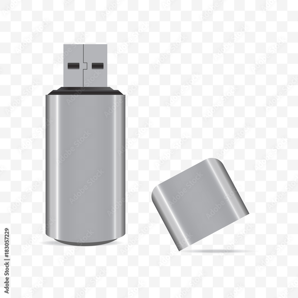 Grey realistic pendrive, vector Stock Vector | Adobe Stock