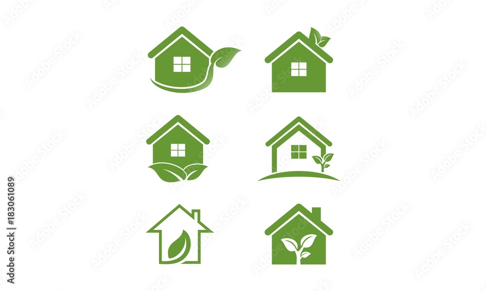 set green home logo Stock Vector | Adobe Stock