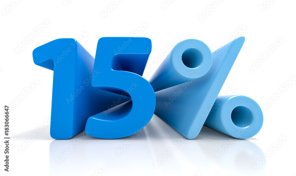 15 percent blue symbol isolated on white background. Stock Illustration ...