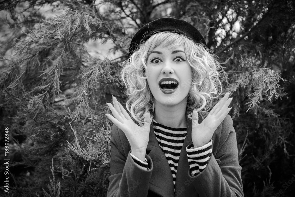 Woman Looking Upward In Shock