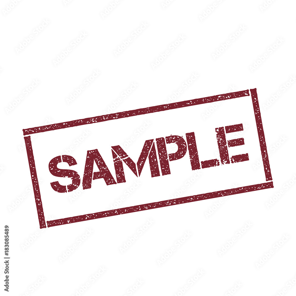 Sample rectangular stamp. Textured red seal with text isolated on white ...