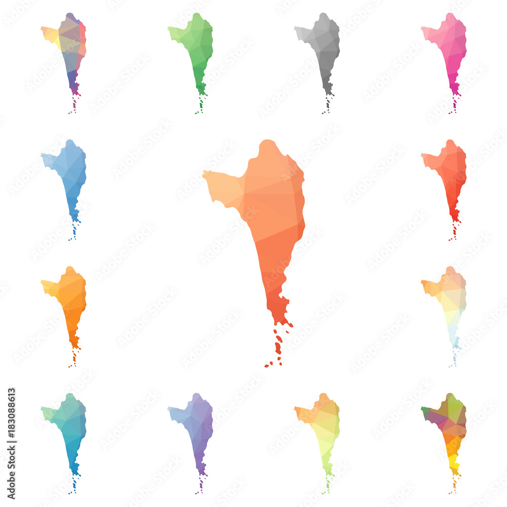 Phu Quoc geometric polygonal, mosaic style island maps collection ...