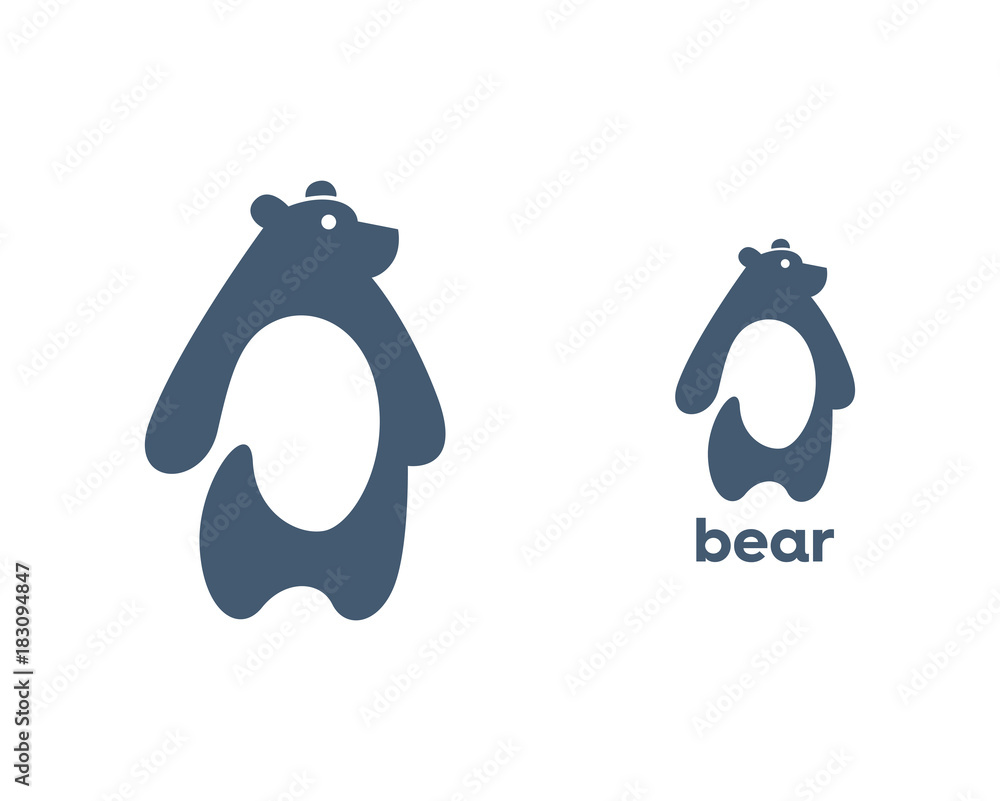 Cute Bear Symbol Sign Logo Icon Beast Mascot Negative Space Stock ...