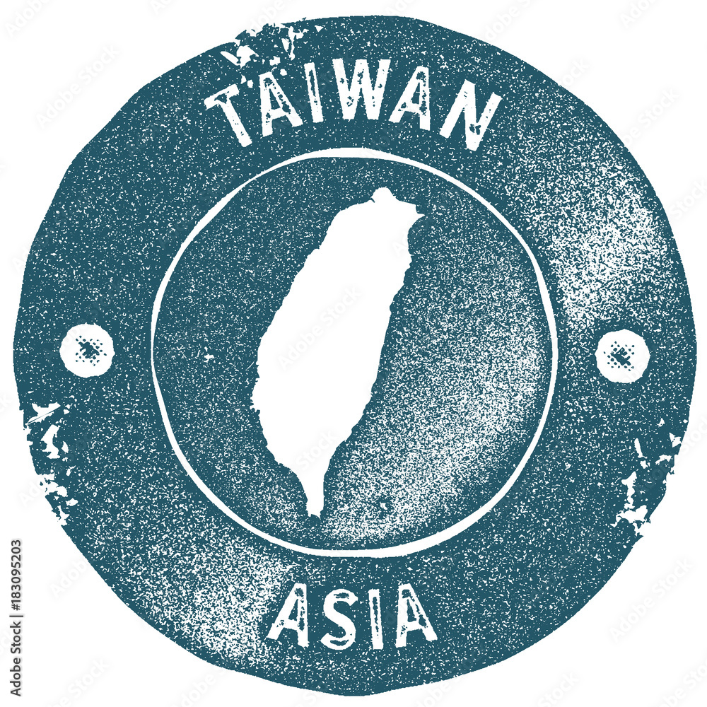 Taiwan map vintage stamp. Retro style handmade label. Taiwan badge or ...