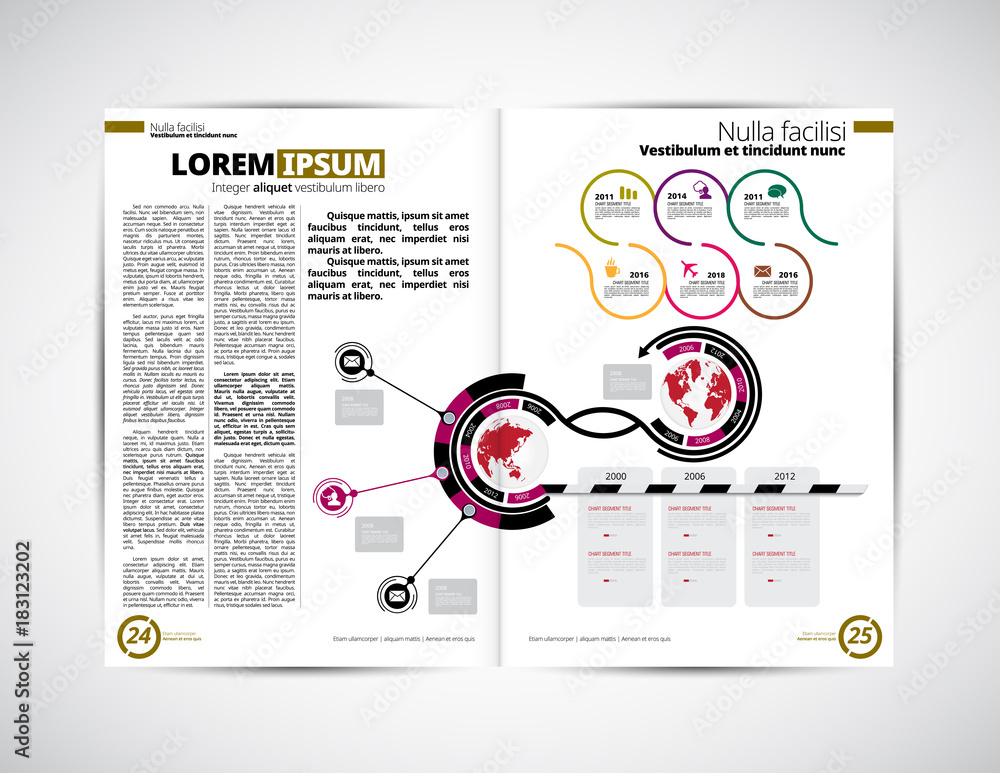 Business magazine layout with infographics Stock Vector | Adobe Stock